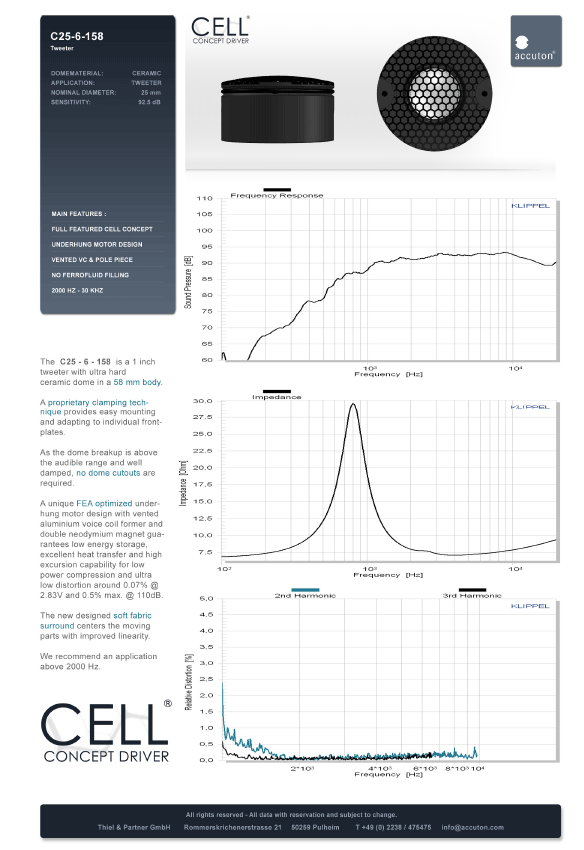 Accuton Cell C25-6-158 Ceramic Dome Tweeter