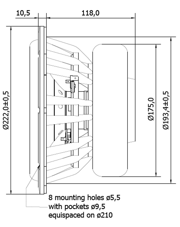 Seas Extreme L22ROY2-08 8" Subwoofer- 8 ohm